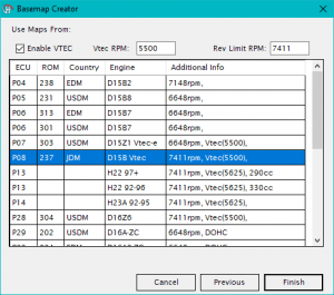 Basemaps | Honda Tuning Suite